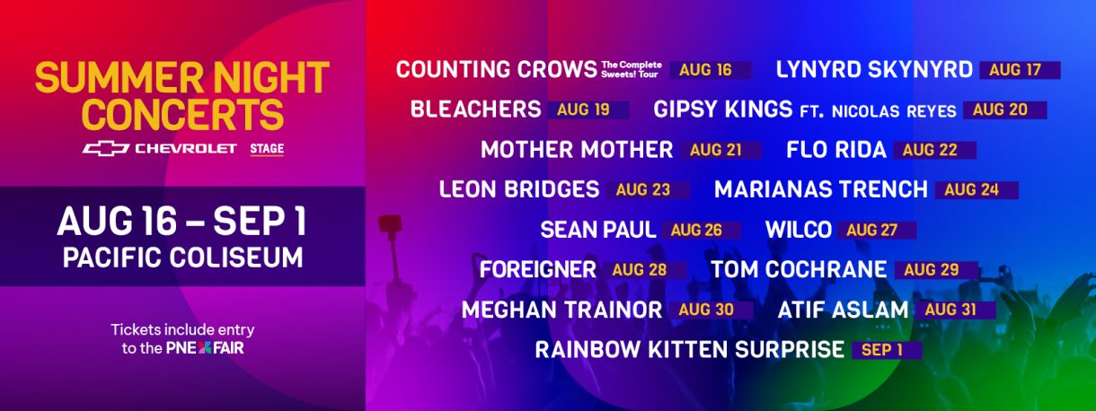 Line-Up For The 2025 Summer Night Concerts at PNE Fair - On The List